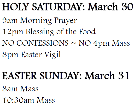 Holy Saturday, March 30, 2024 | St. Boniface Martyr Parish